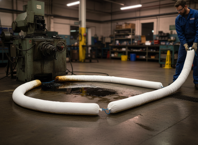 Oil Selective Absorbent Booms 100 Litre 13cmØ x 5m for Liquid Spill Co